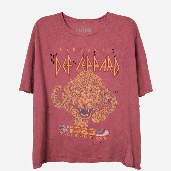goodie two sleeves | Tops | Def Leppard Pyromania Distressed Band Tee ...